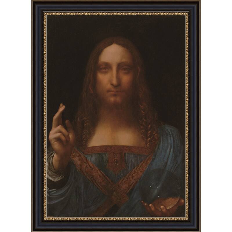 Salvator Mundi by Leonardo da Vinci Giclee Print Oil Painting Black Frame Size 18" x 23" - Bed ...